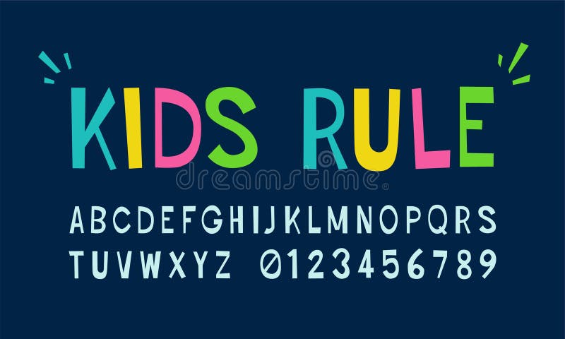Cut Off Kids Typography. Colorful Font Stock Vector - Illustration of ...
