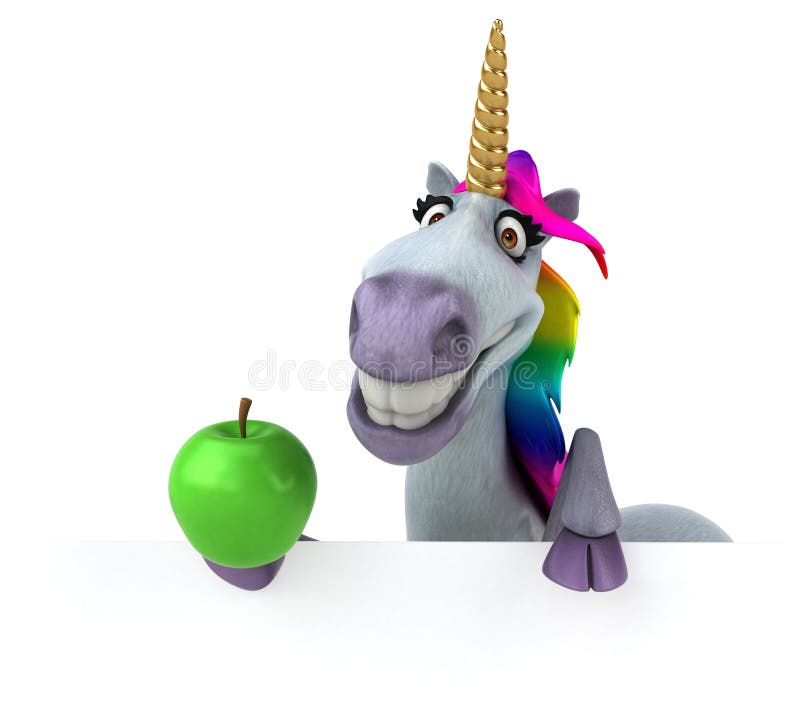 Fun Unicorn - 3D Illustration Stock Illustration - Illustration of gold ...