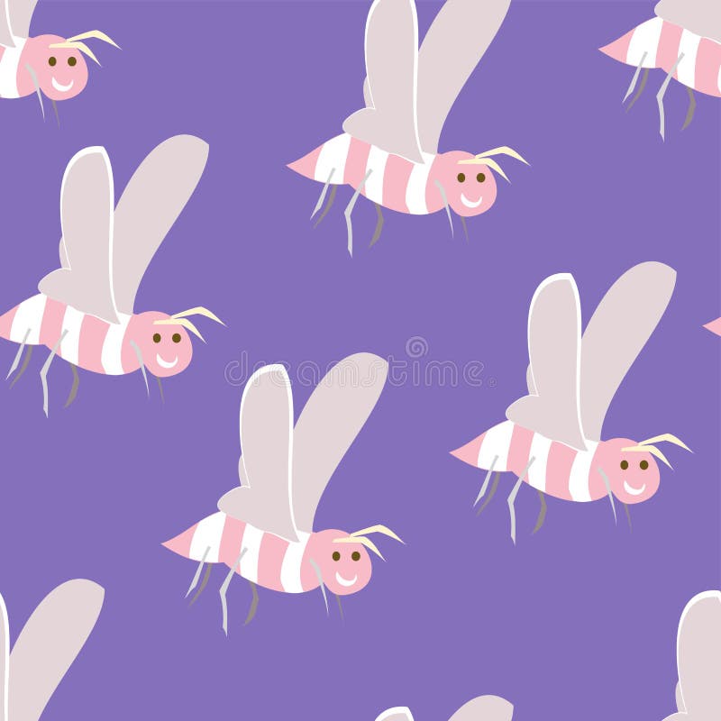 Fun Vector Bee Repeat Pattern in Pink and Purple Stock Vector ...