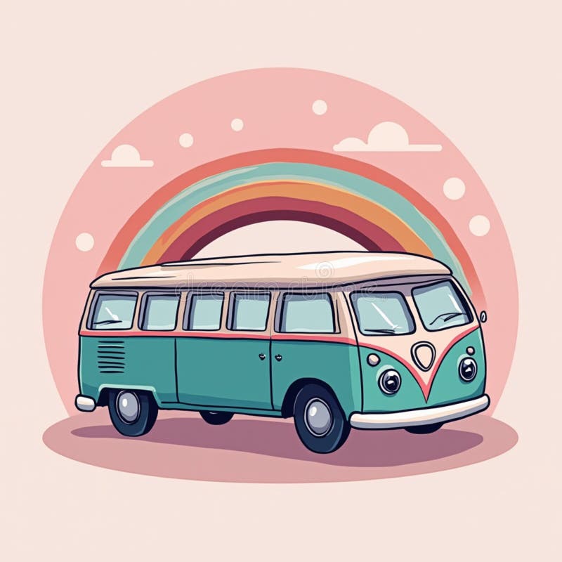 Pink Cartoon Hippie Van Stock Illustrations – 61 Pink Cartoon Hippie ...