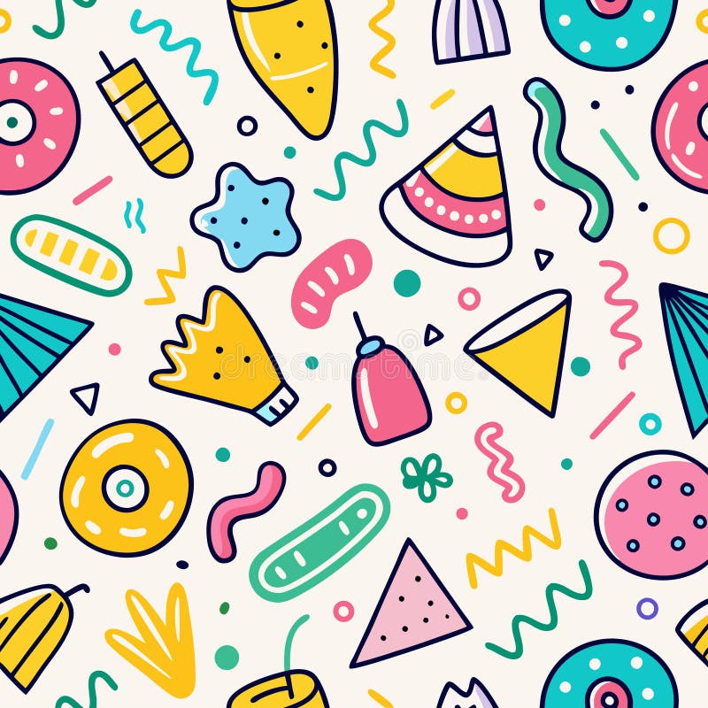 Fun, Vibrant, and Playful Pattern of Various Doodle Shapes Stock Photo ...