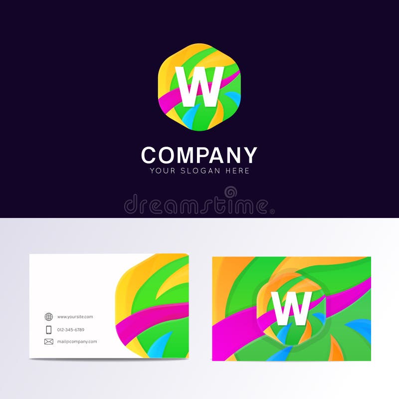 Fun W Letter Logo Sign. Flat Children Hexagon Avatar Stock Vector ...
