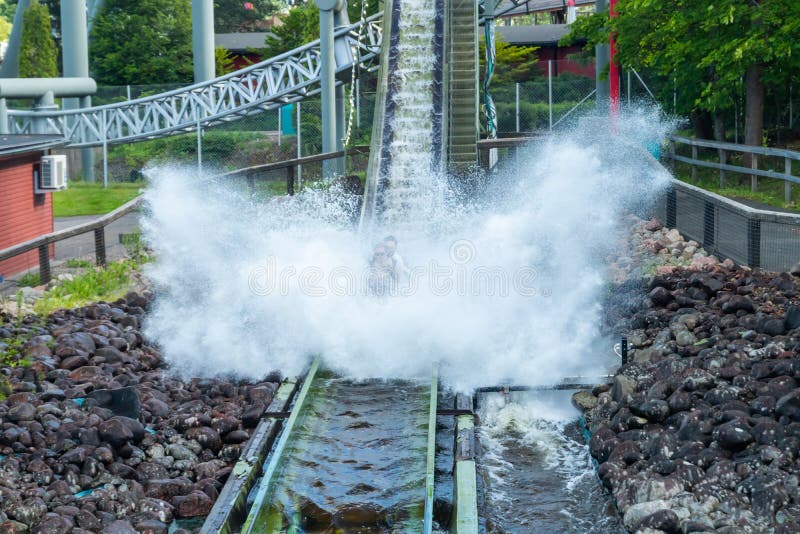 Fun Water Ride Log River in Amusement Park at Summer Editorial Image ...