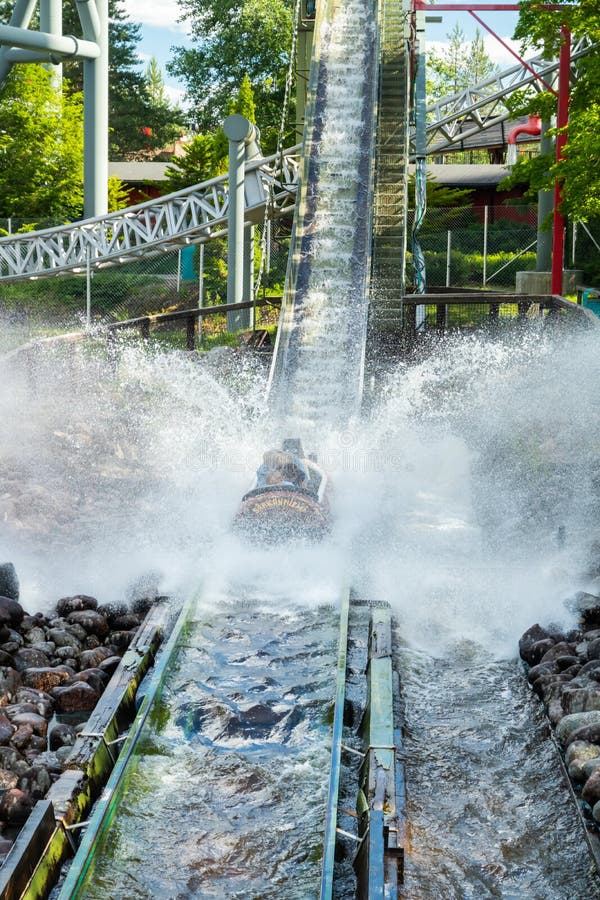 Fun Water Ride Log River in Amusement Park at Summer Editorial Image ...