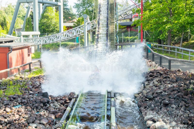 Fun Water Ride Log River in Amusement Park at Summer Editorial Image ...
