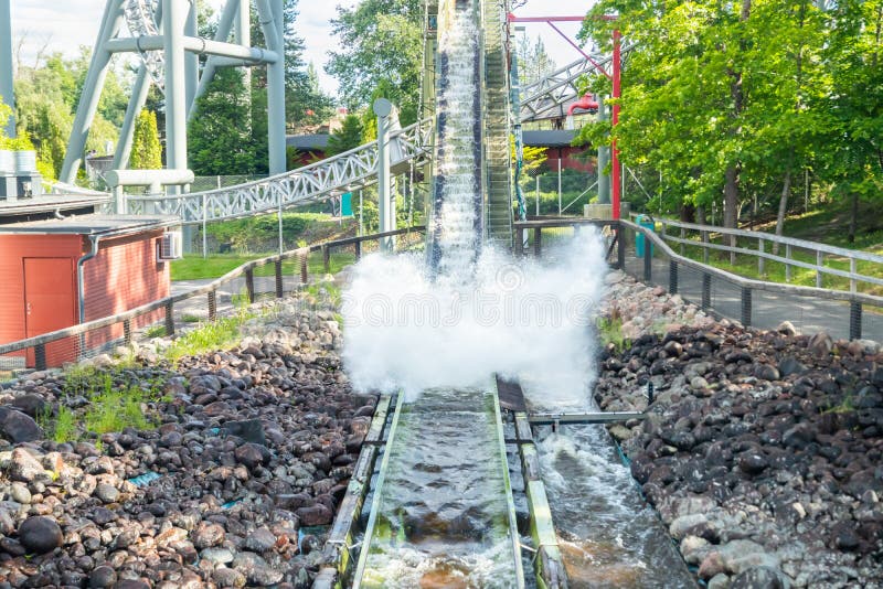 Fun Water Ride Log River in Amusement Park at Summer Editorial Photo ...