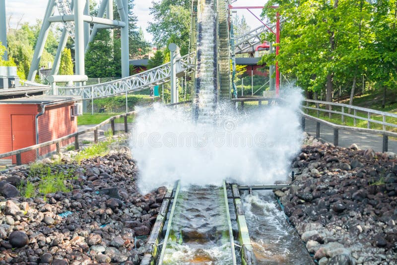 Fun Water Ride Log River in Amusement Park at Summer Editorial Stock ...