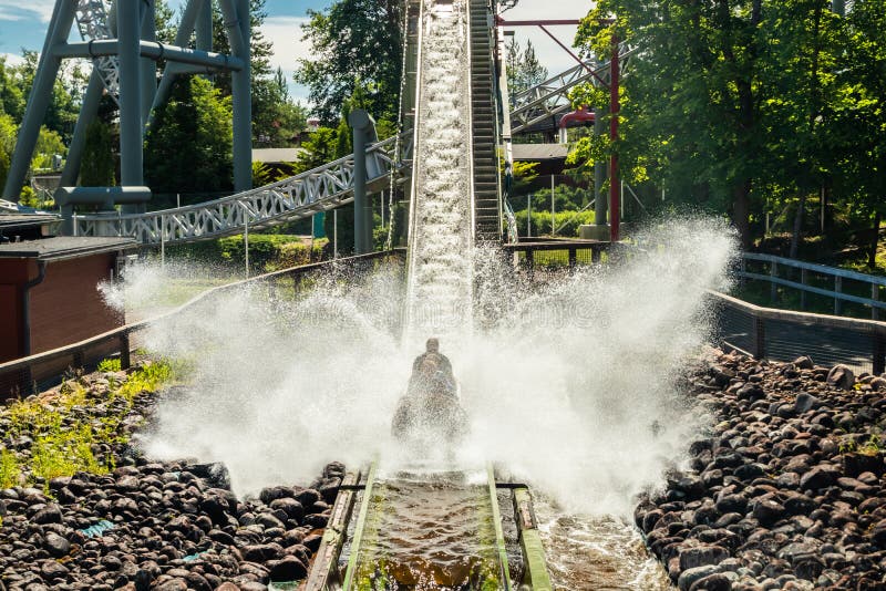 Fun Water Ride Log River in Amusement Park at Summer Editorial Stock ...