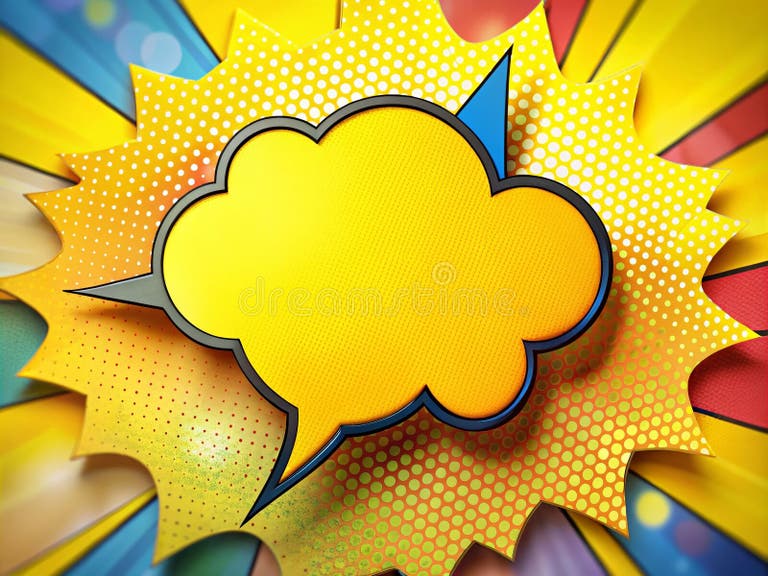 Fun Whimsical Yellow Comic Speech Bubble with TiltShift Effect Ideal ...