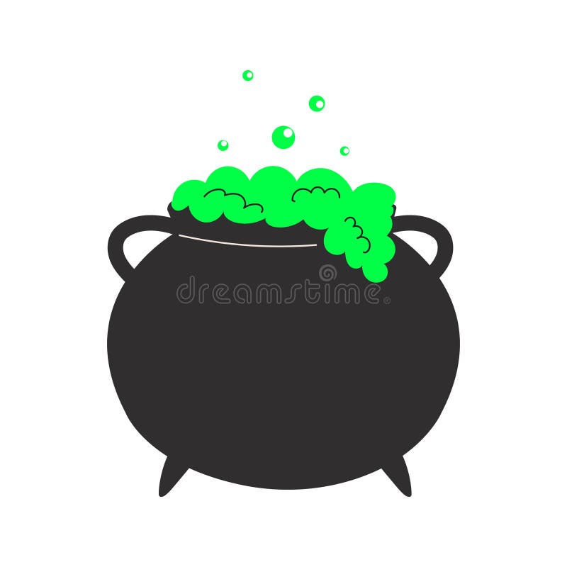 A Fun Witch Cauldron with Bubbling Neon Green Potion. Halloween Themed ...