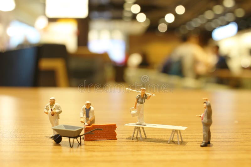 Fun of Worker at Builder with Bricks Stock Image - Image of figure ...