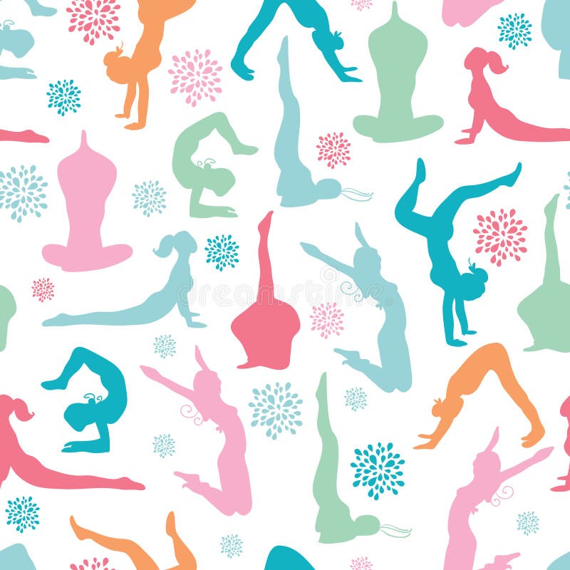 Fun Workout Fitness Girls Seamless Pattern Stock Vector - Illustration ...