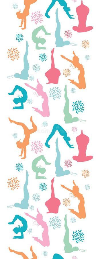 Fun Workout Fitness Girls Vertical Seamless Stock Vector - Illustration ...