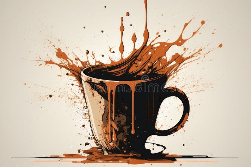 Fun Zany Coffee Cup Vector. Generative Ai Stock Illustration ...
