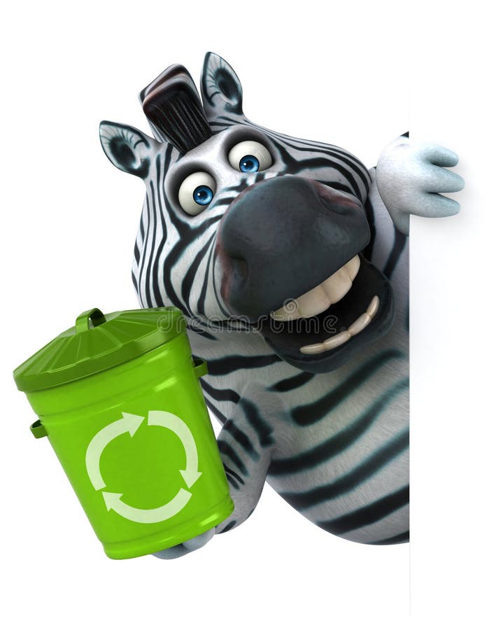 Fun Zebra - 3D Illustration Stock Illustration - Illustration of trash, wild: 118124156