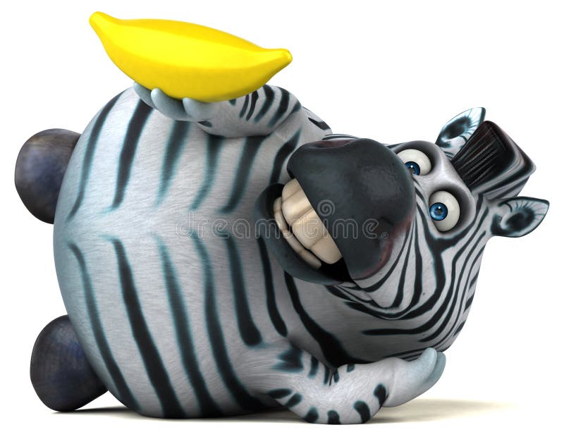 Fun Zebra - 3D Illustration Stock Illustration - Illustration of banana ...