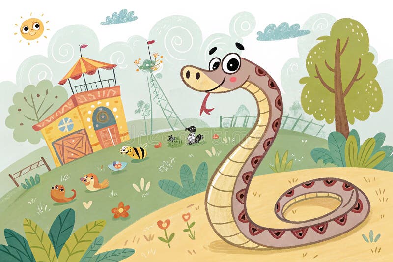 Fun Zoo. Snake. Illustration of Cute Snake Stock Illustration ...