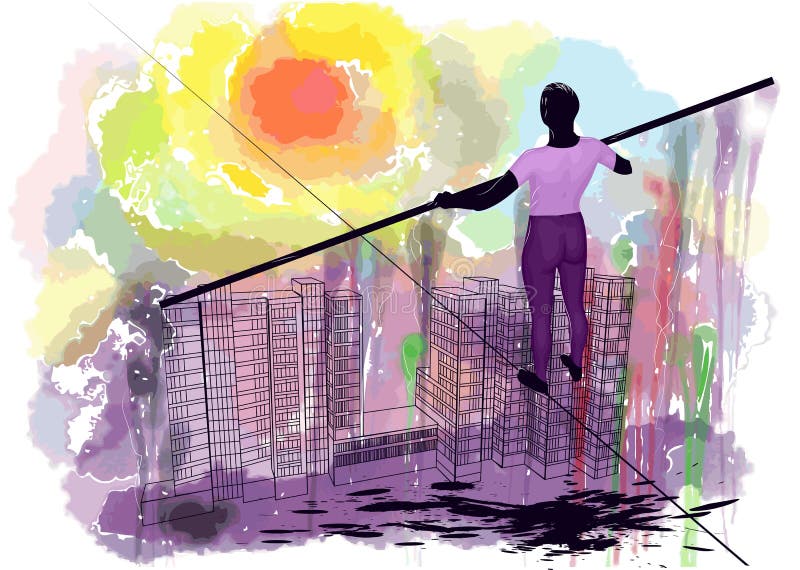 Funambule illustration stock. Illustration du réussite - 53906607