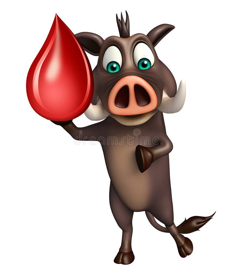 FunBoar Cartoon Character with Blood Drop Stock Illustration ...