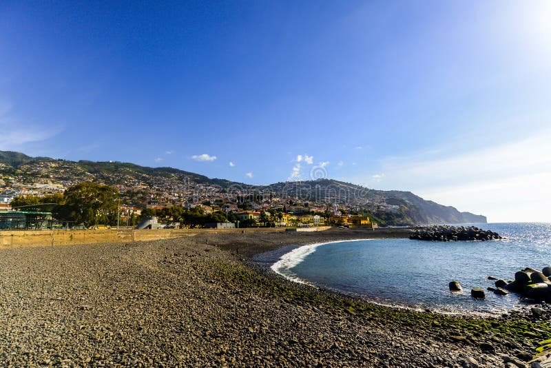 Funchal Beach on Maderia Island Stock Photo - Image of blue, coastline ...