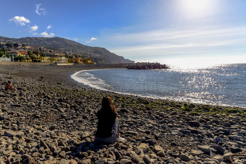 Funchal Beach on Maderia Island Stock Image - Image of cliff, portugal ...