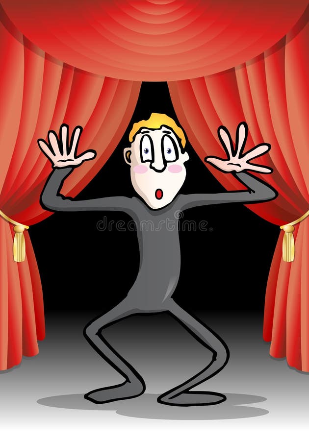 Funcionamiento De La Pantomima En Etapa Stock de ilustración ...