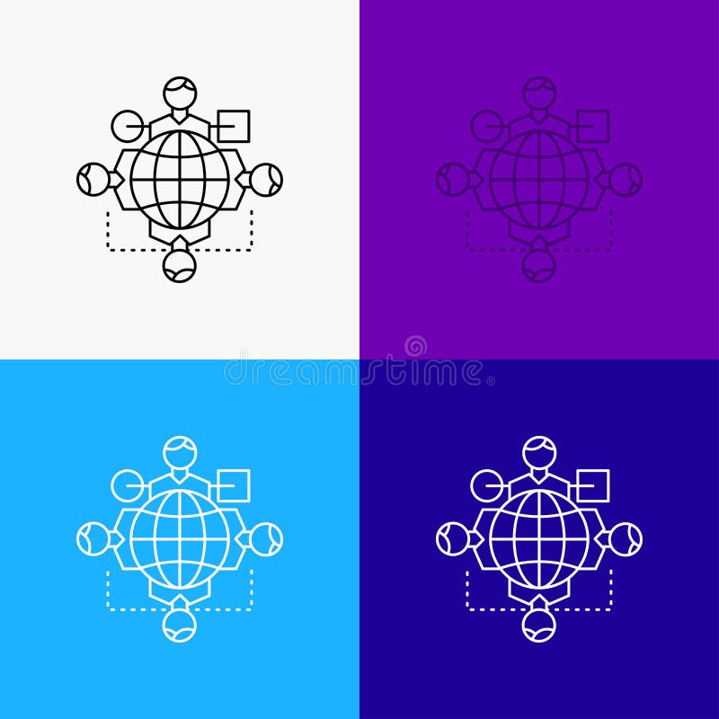 Function, Instruction, Logic, Operation, Meeting Icon Over Various Background. Line Style Design ...