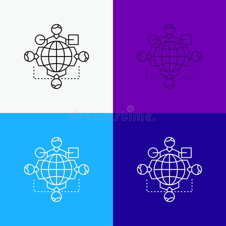 Function, Instruction, Logic, Operation, Meeting Icon Over Various Background. Line Style Design ...