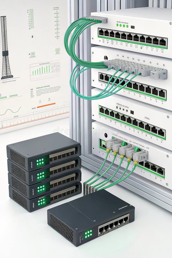 Functional and Active Network Components in a High-Tech Digital System Stock Illustration ...