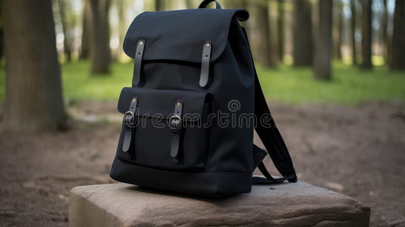 Functional Black Canvas Bag Stock Illustration - Illustration of ...