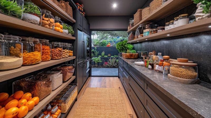 Functional Chic Pantry Design Stock Illustration - Illustration of ...