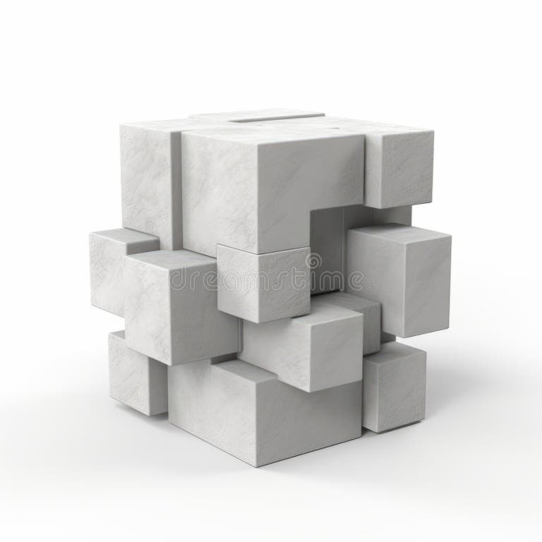 Functional Design: Grey Block of Cubes on White Background Stock ...