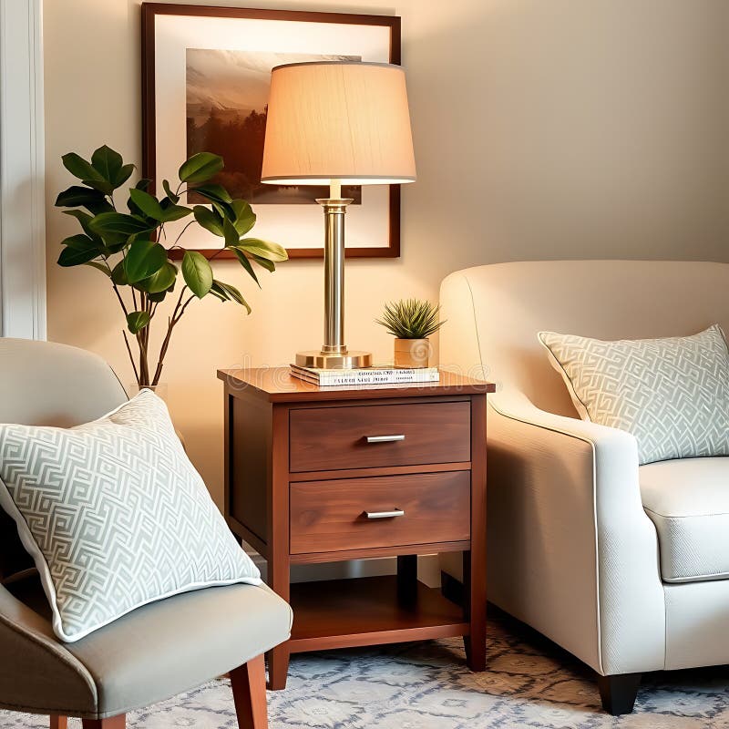 A Functional yet Elegant Wooden Accent Table with Drawers Set in a ...