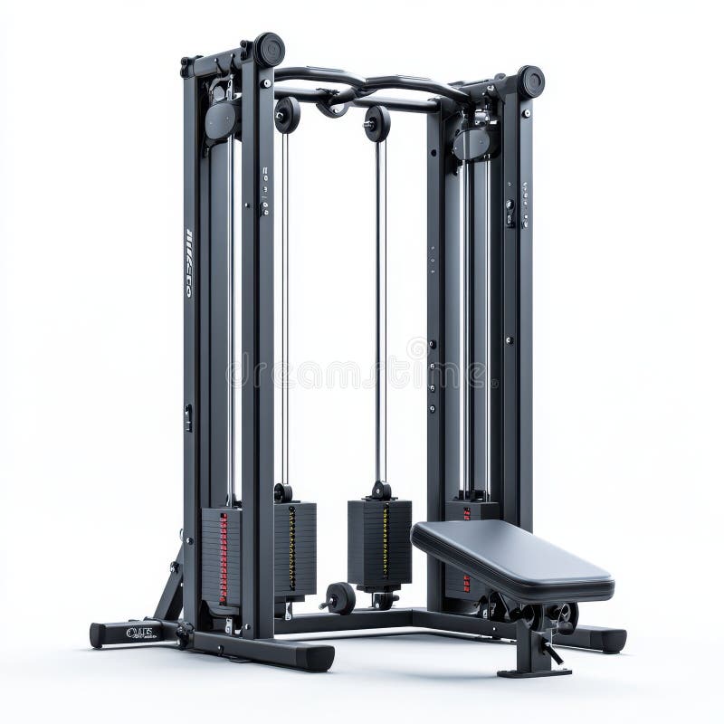 Functional Fitness Cable Machine with Weight Stacks and Bench Stock ...