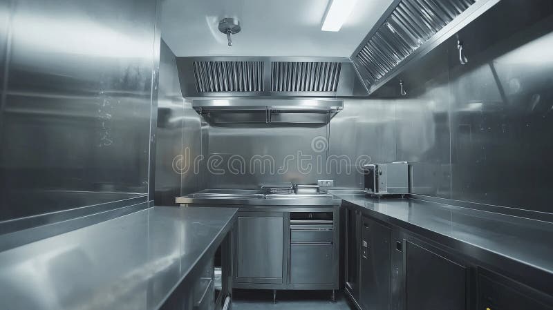 Functional Kitchen Space with Stainless Steel Finishes Stock ...