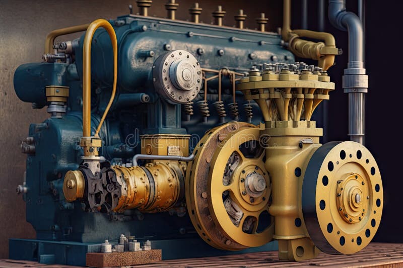 Functional Oil Pumps and Valve System in Working Engine Stock Image ...