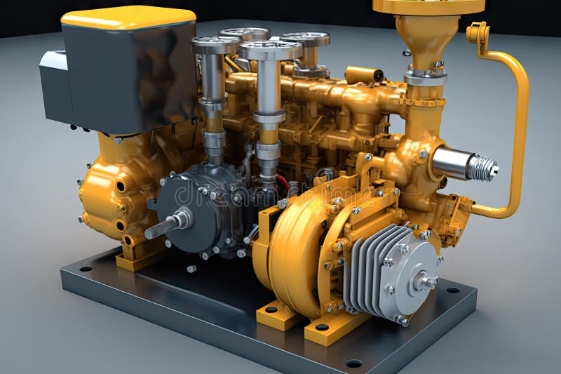 Functional Oil Pumps and Valve System in Working Engine Stock ...