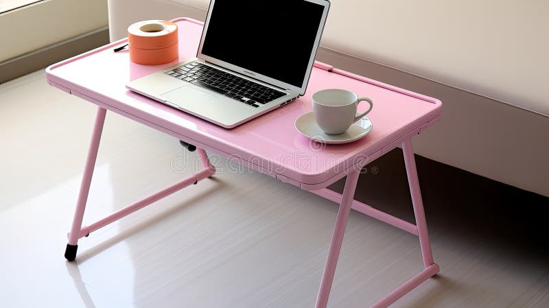 Functional Pink Laptop Desk Stock Illustration - Illustration of ...