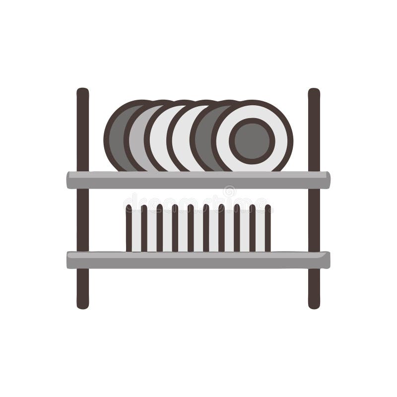 Functional Plate Rack for Kitchen Storage Stock Illustration ...