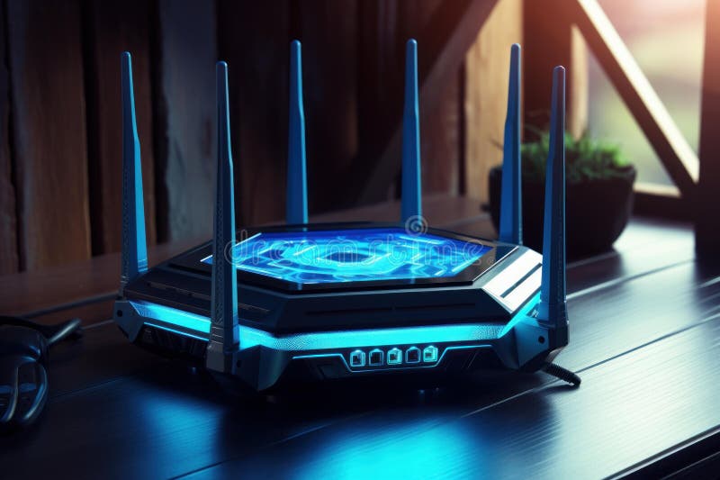 Functional Router Blue Wifi. Generate Ai Stock Illustration ...