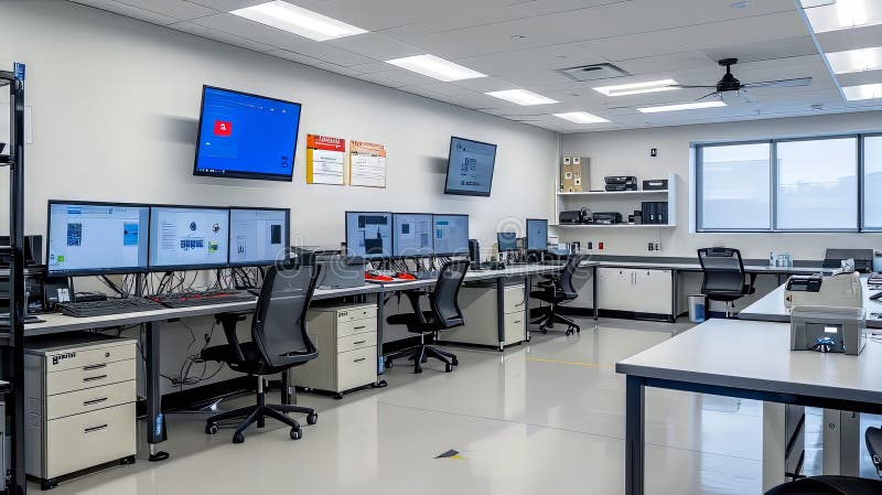 Functional Tech Room Design Stock Illustration - Illustration of ...