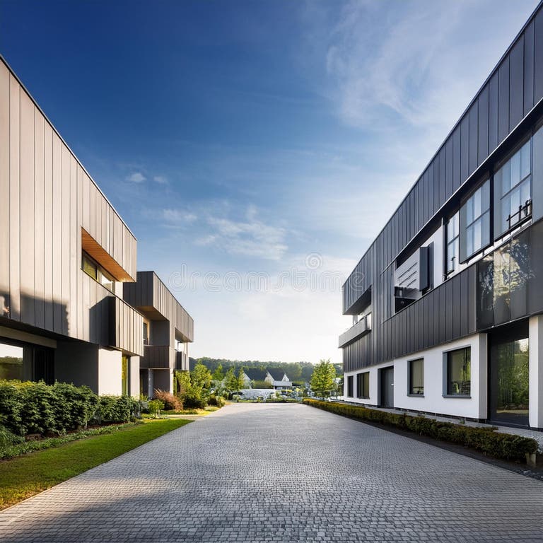 Functionalist Modern Houses, AI Generated Stock Illustration ...