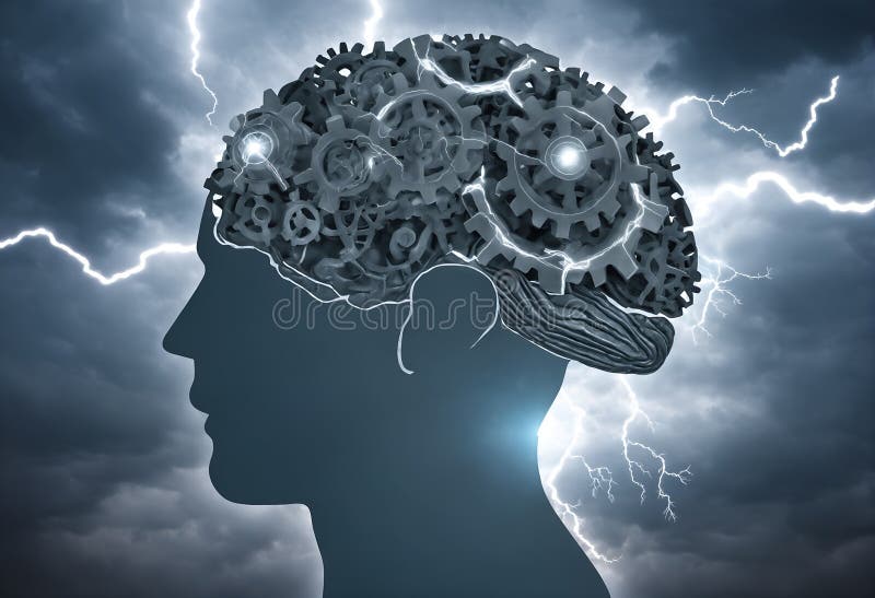 Functioning Human Body and Brain. Electrical Activity Stock ...