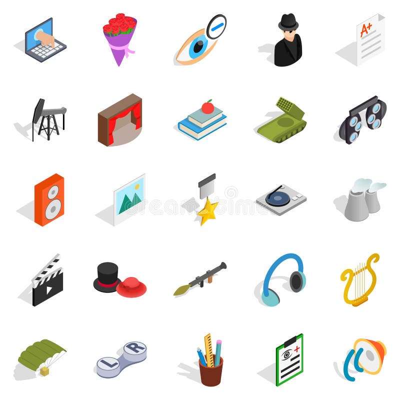 Functioning Icons Set, Isometric Style Stock Vector - Illustration of ...