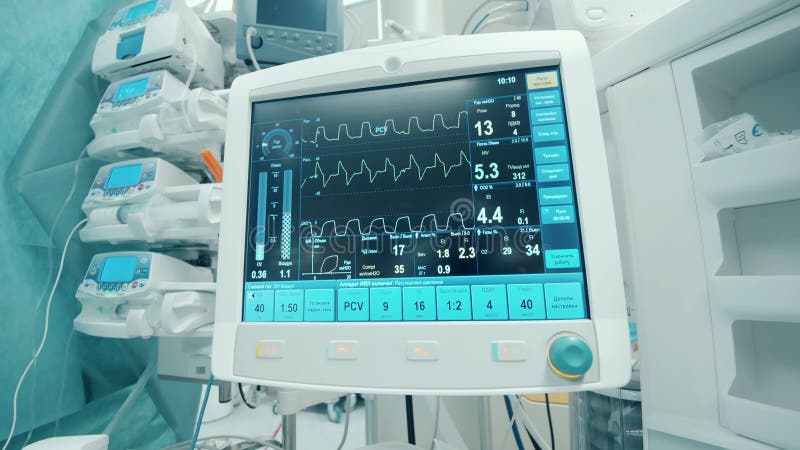 Patient Monitor with Markers of Vital Signs Stock Video - Video of ...