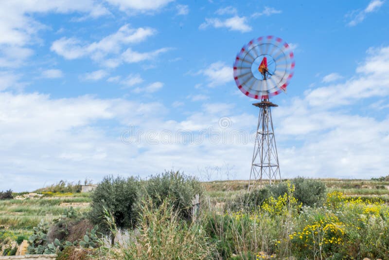 A Functioning Wind Pump, Used To Extract Water in Agriculture in the ...