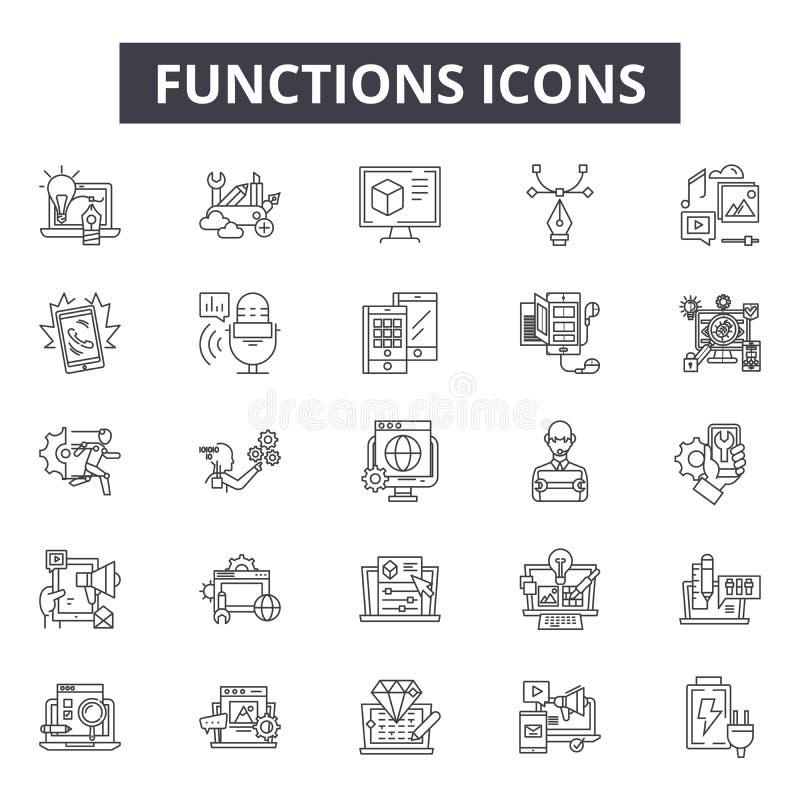 Functions Line Icons for Web and Mobile Design. Editable Stroke Signs ...