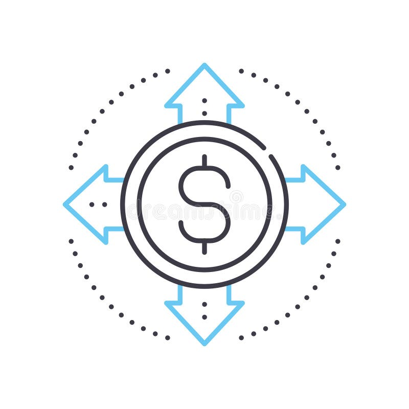 Fund Flow Line Icon, Outline Symbol, Vector Illustration, Concept Sign ...