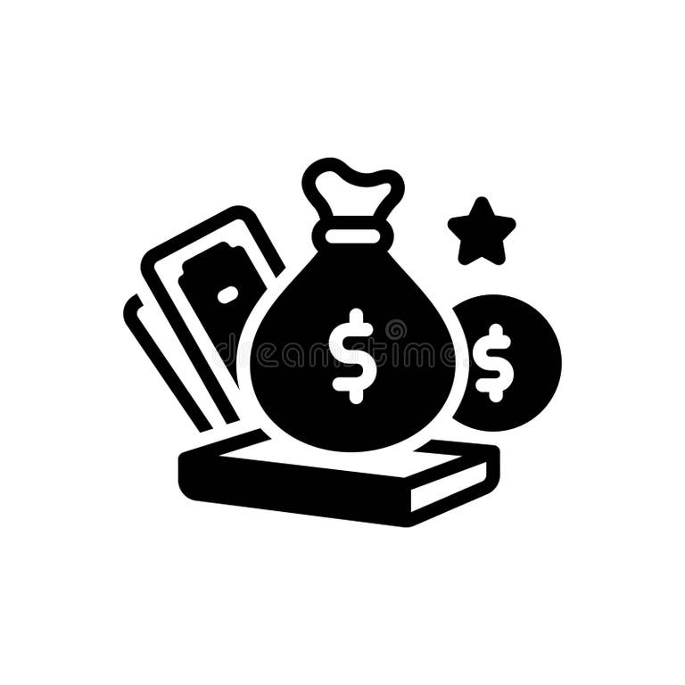 Black Solid Icon for Fund, Money Bag and Money Stock Vector ...