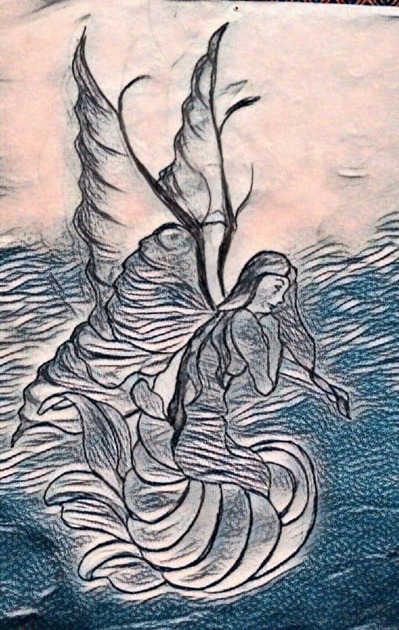 Fundo azul da fada do mar ilustração stock. Ilustração de escuro ...